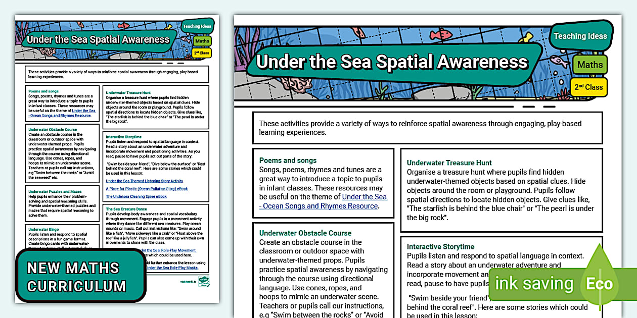 FREE! - Under the Sea Spatial Awareness Teaching Ideas.