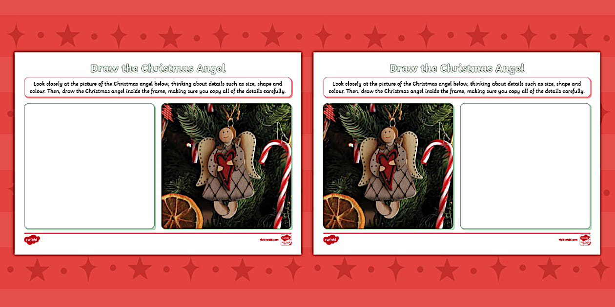 KS1 Draw the Christmas Angel Worksheet - Twinkl