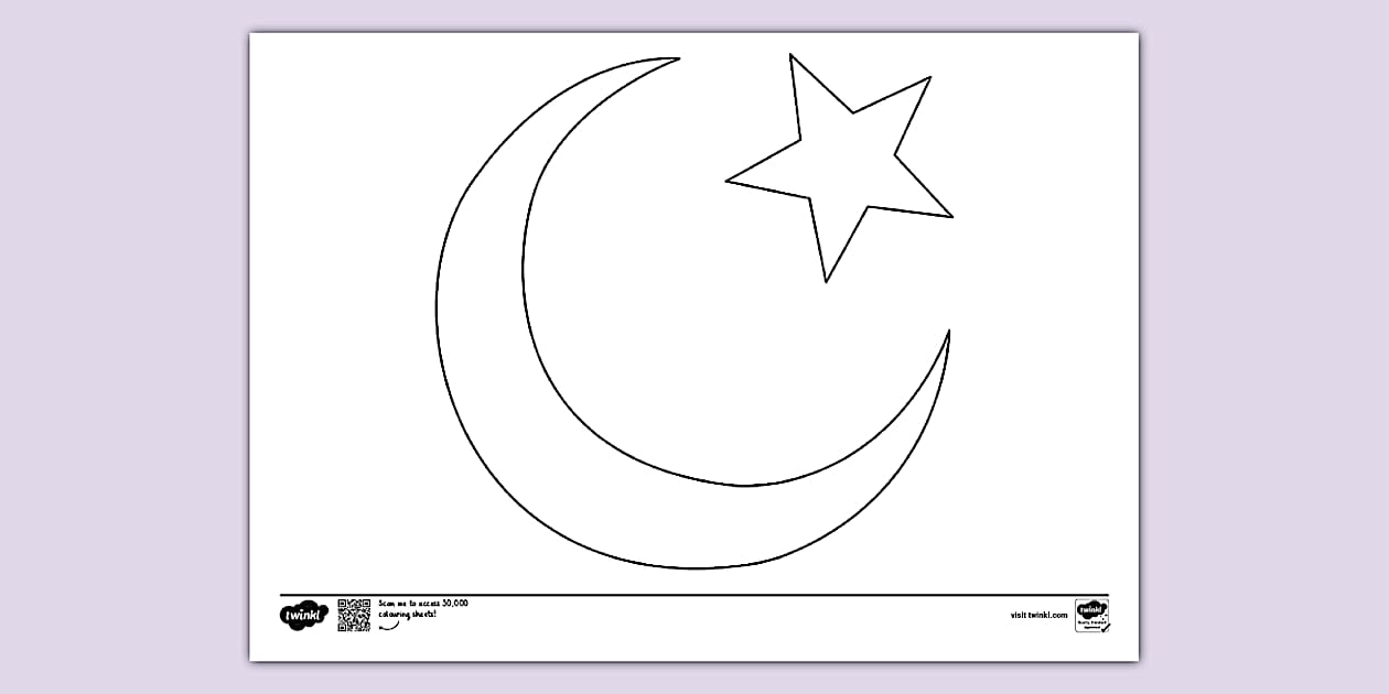 Moon and Star Colouring Sheet (teacher made) - Twinkl