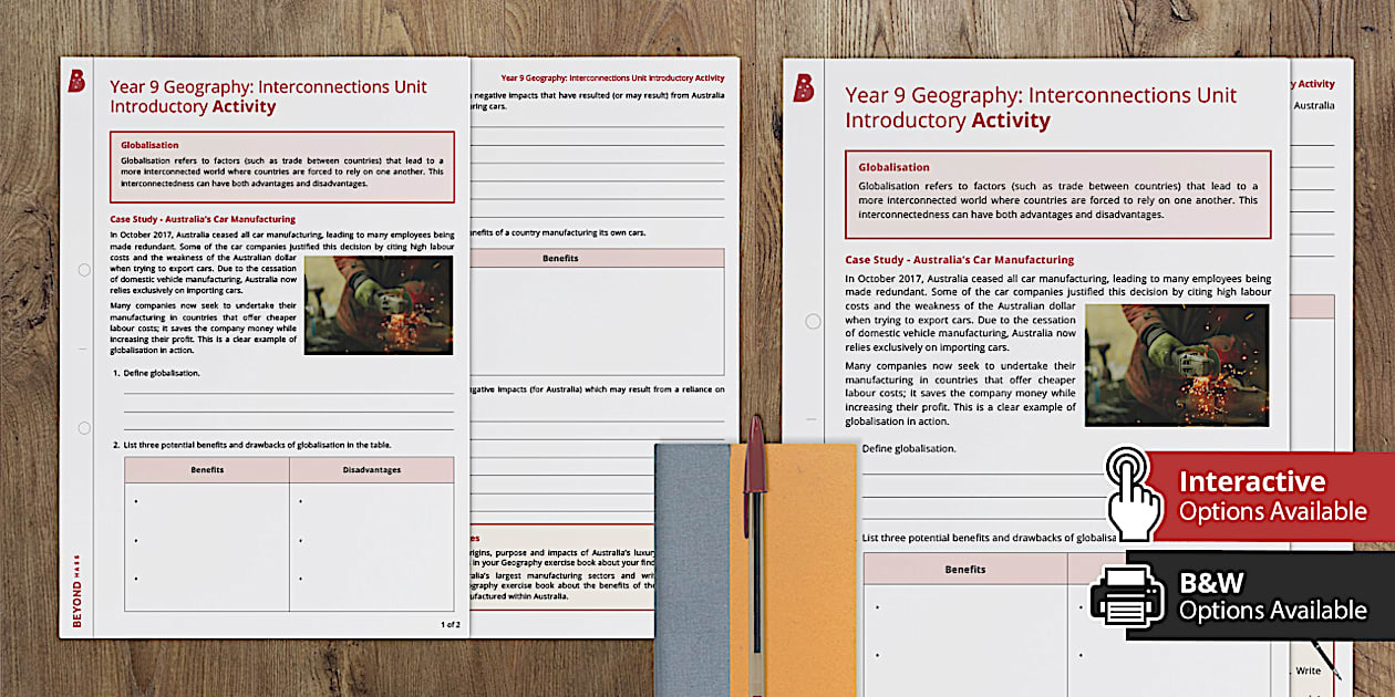 Year 9 Geography: Interconnections Unit Introductory Activity