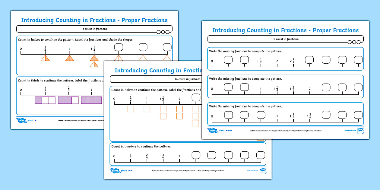 👉 Y2 Counting in Mixed Number Fractions Maths Activity Sheets