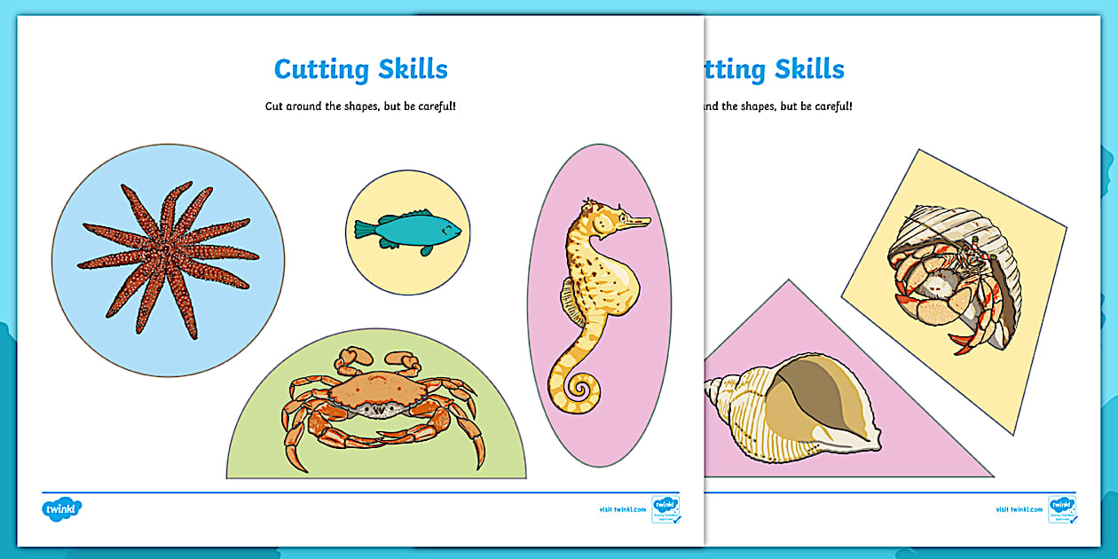 Under the Sea-Themed Cutting Skills Worksheet / Worksheets - fine motor ...