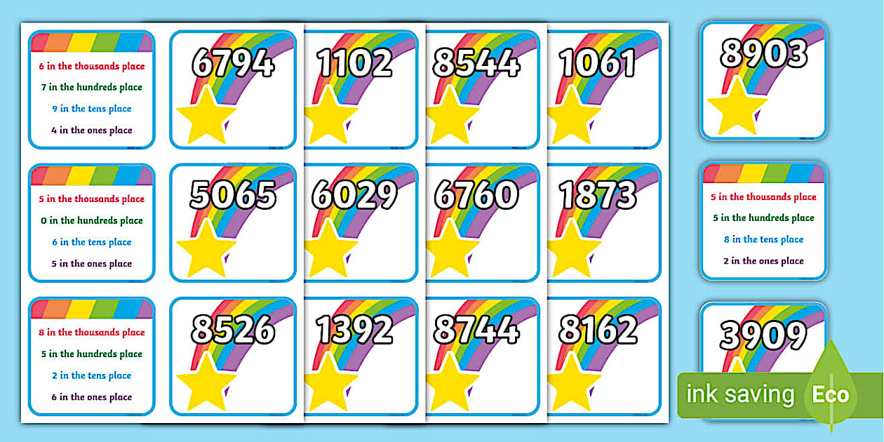 Place Value Matching Game 4-Digit Numbers (teacher made)