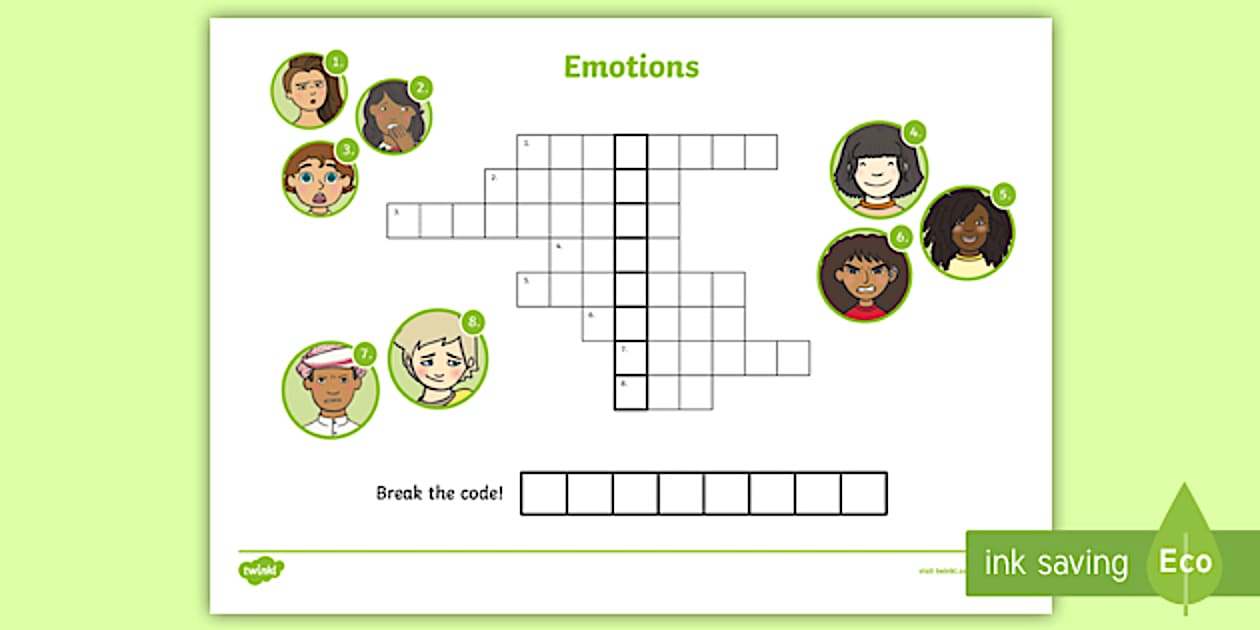 Emotions Crossword - Code Breaker Activity - Primary School