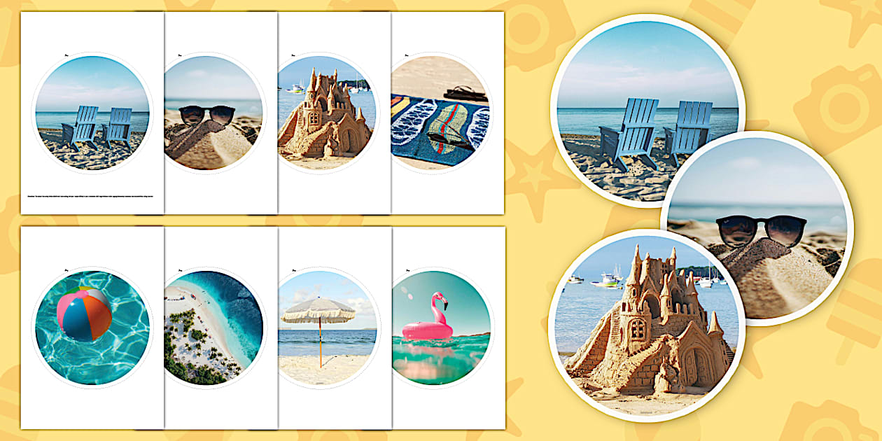 Beach Circle Display Photo Cut-Outs (teacher made) - Twinkl