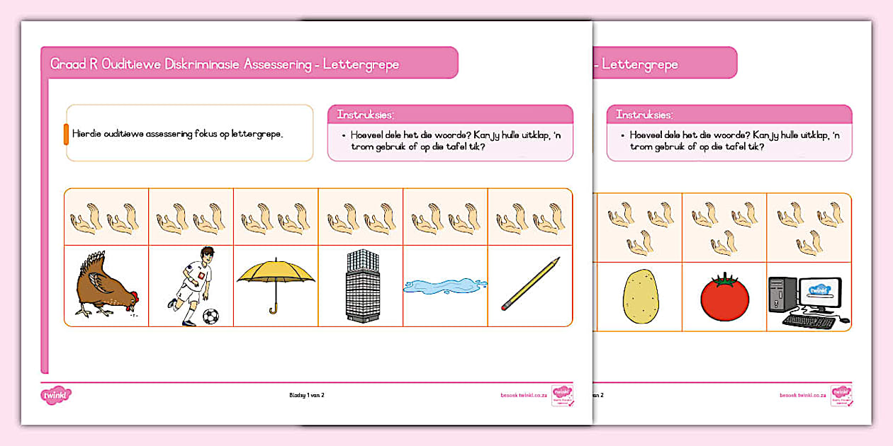 Graad R Ouditiewe Diskriminasie Assessering: Lettergrepe