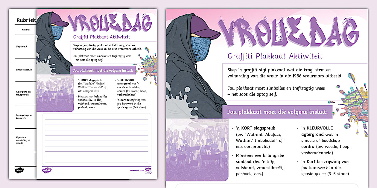 Vrouedag - Graffiti Plakkaat Aktiwiteit