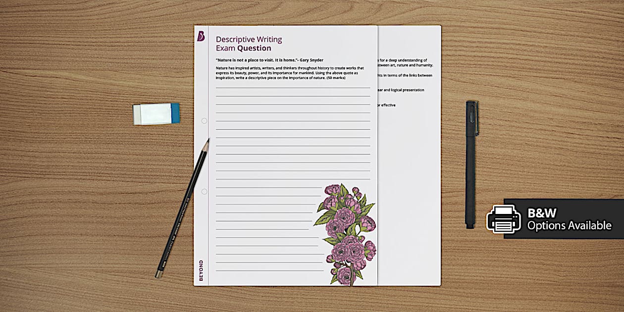 Descriptive Writing Exam Question (teacher made) - Twinkl