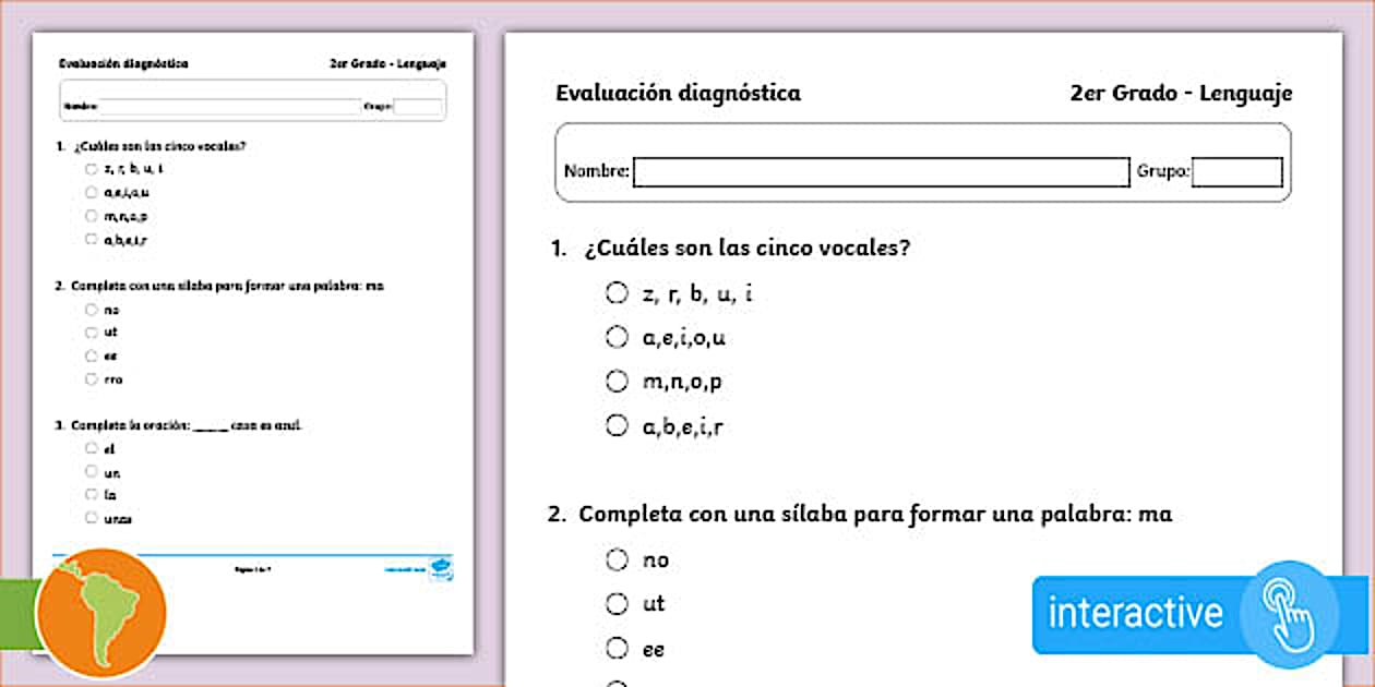 Examen diagnóstico 2do grado Lenguaje y comunicaión en PDF