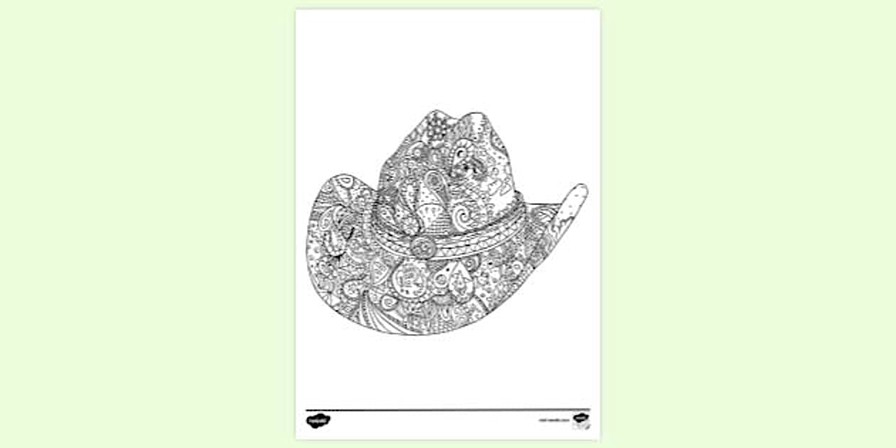 Mindfulness Cowboy Hat Colouring Sheet | Colouring Sheets
