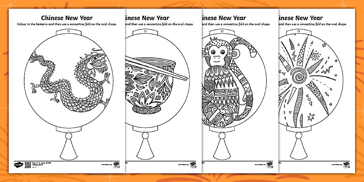 Chinese New Year Mindfulness Lantern Colouring Pages
