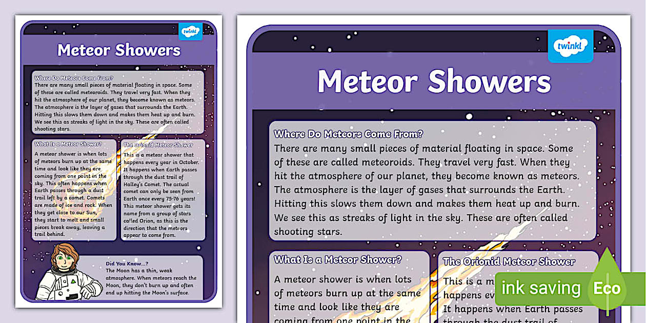 Meteor Showers Information Poster (teacher made) - Twinkl