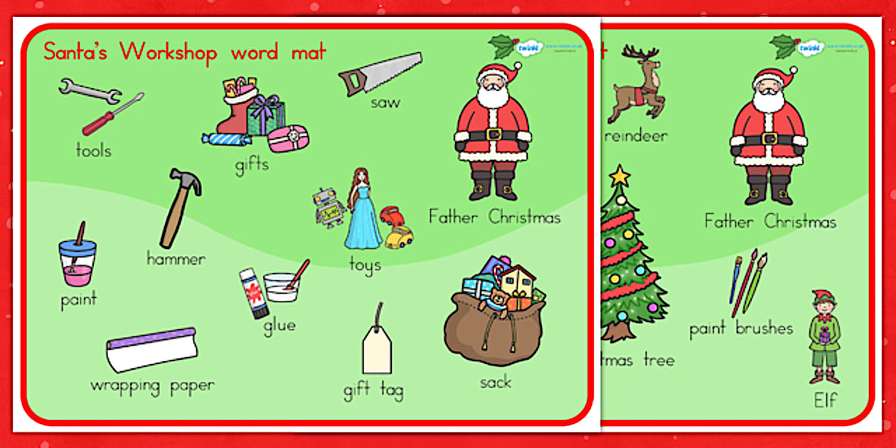 Australia Santas Workshop Word Mat - Twinkl