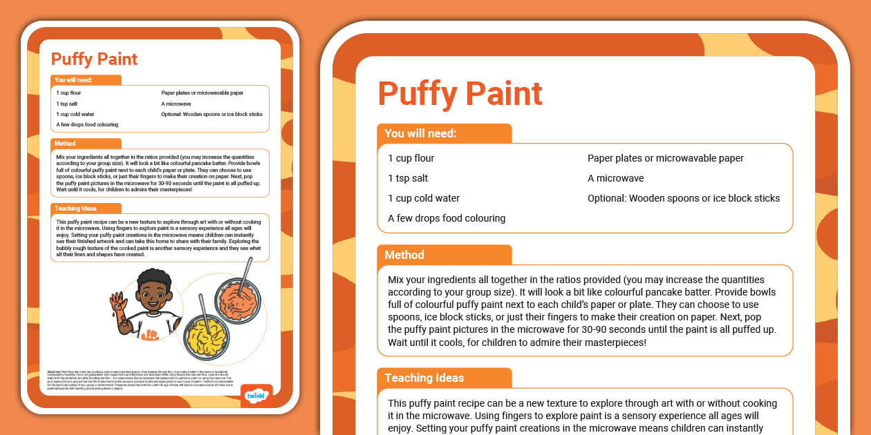Puffy Paint Recipe (teacher made) - Twinkl