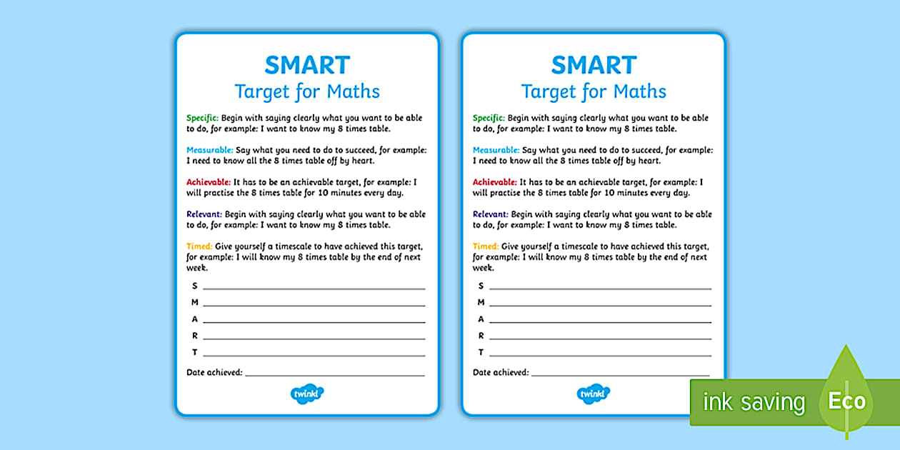 SMART Target for Maths Cards - Twinkl