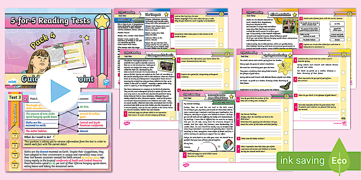 Year 6 SATs Survival: 5 for 5 Reading Comprehension Pack 4