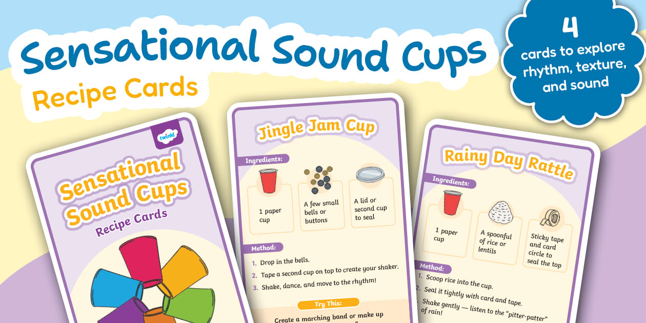 Sensational Sound Cups Recipe Cards
