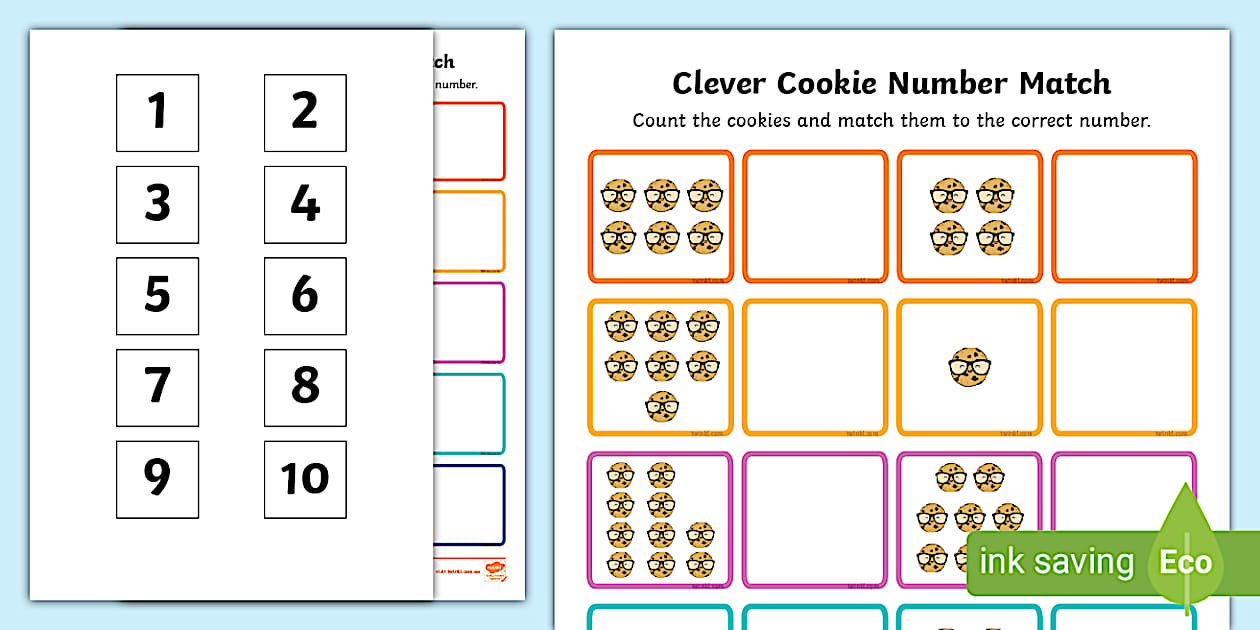 Clever Cookie Number Matching Activity Sheet (teacher made)