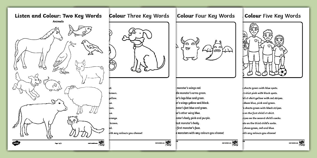 Listen and Colour Key Words Activity Pack (teacher made)