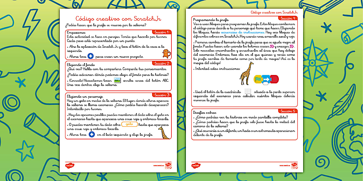 Ficha de actividad: Código creativo con Scratch Jr - Twinkl