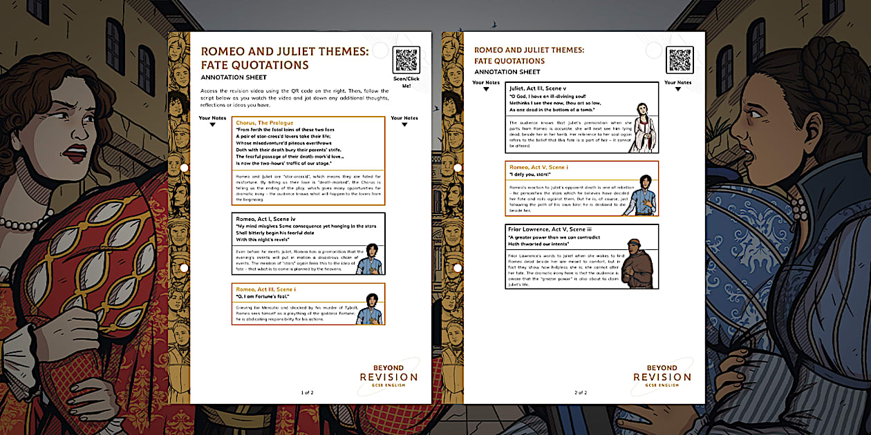Romeo and Juliet: Themes - Fate Quotations Annotation Sheet