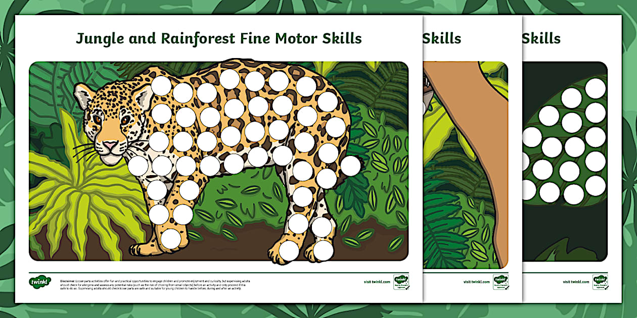 Jungle and Rainforest Button Placing Fine Motor Activity