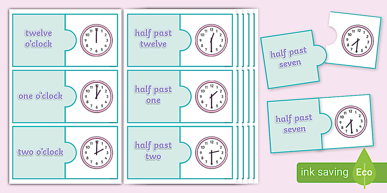 👉 O'Clock and Half Past Time Matching Pairs Activity