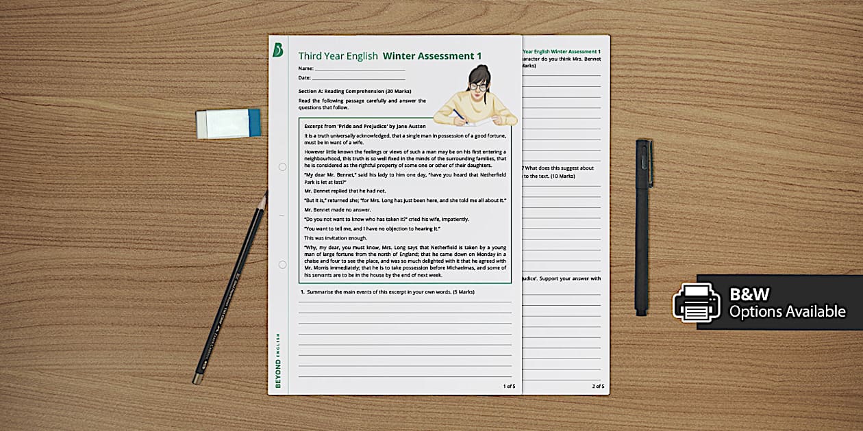 3rd Year English - Winter Assessment 1