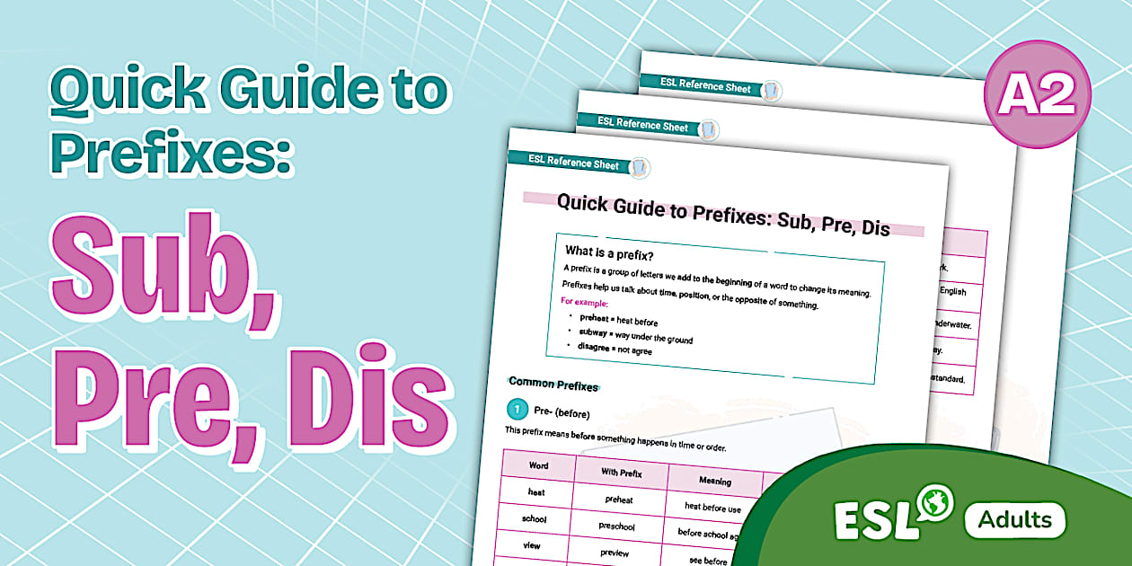 Quick Guide to Prefixes: Sub, Pre, Dis [Adults, A2]