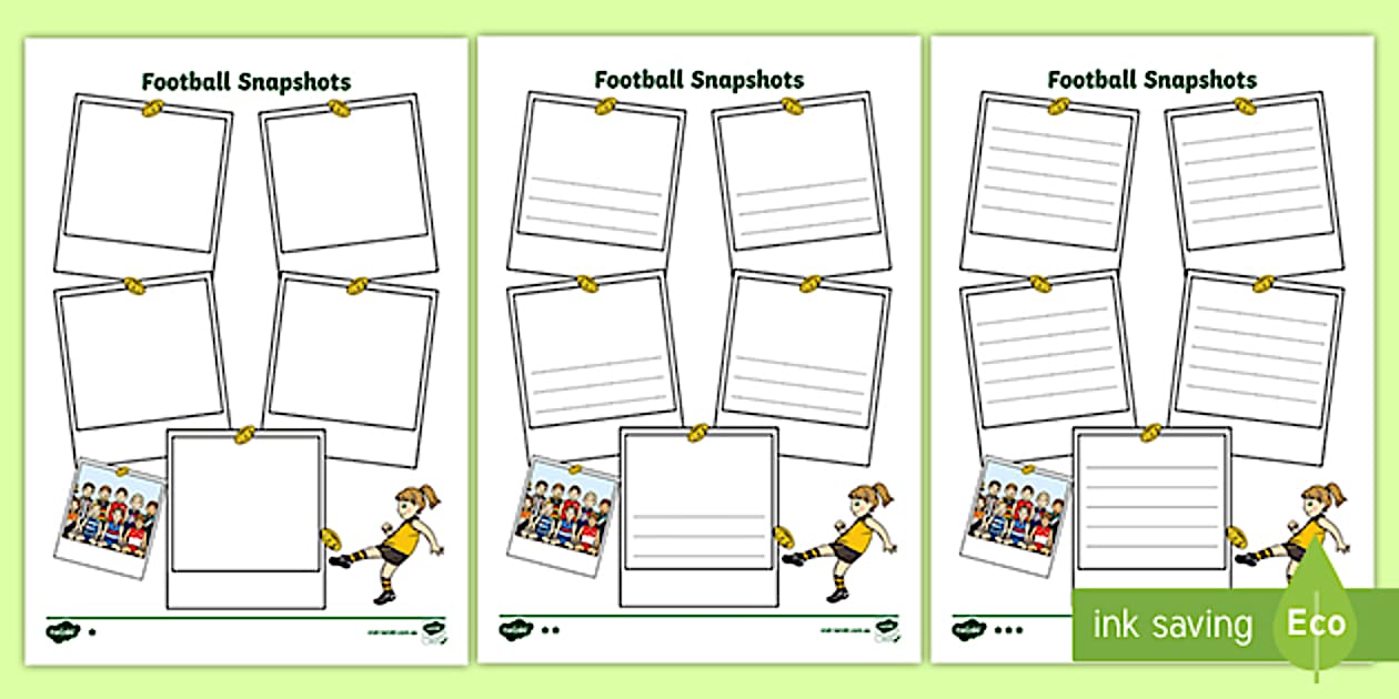 TAS Football Snapshots Differentiated Worksheets - Twinkl