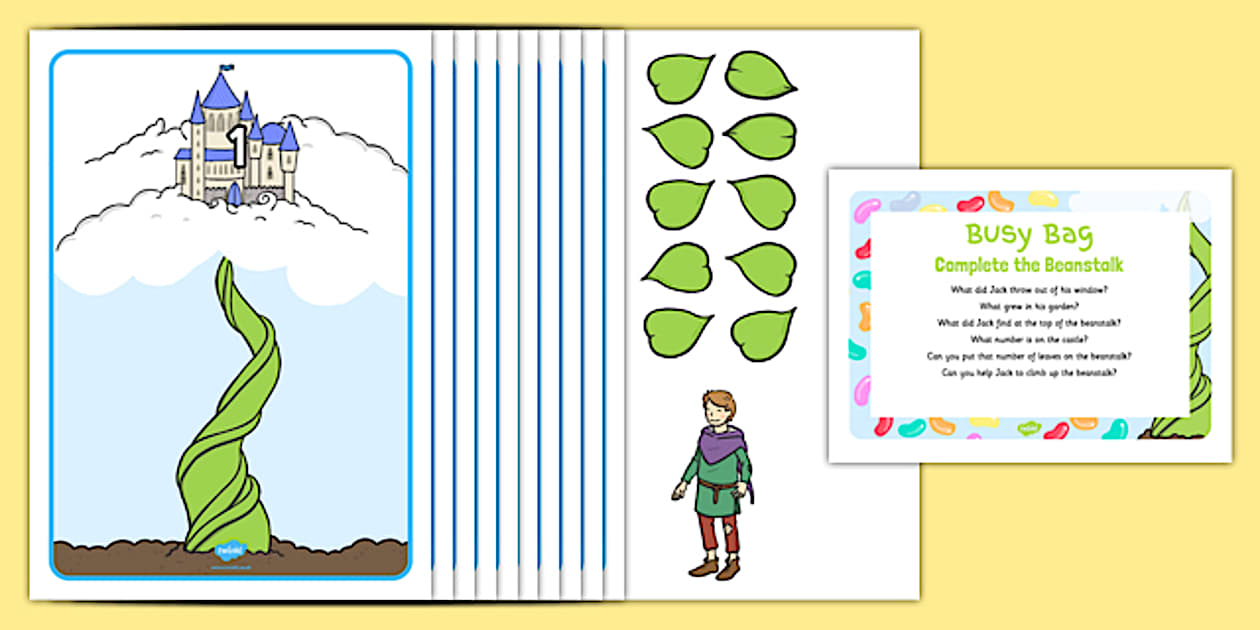 Complete the Beanstalk Busy Bag Prompt Card and Resource Pack