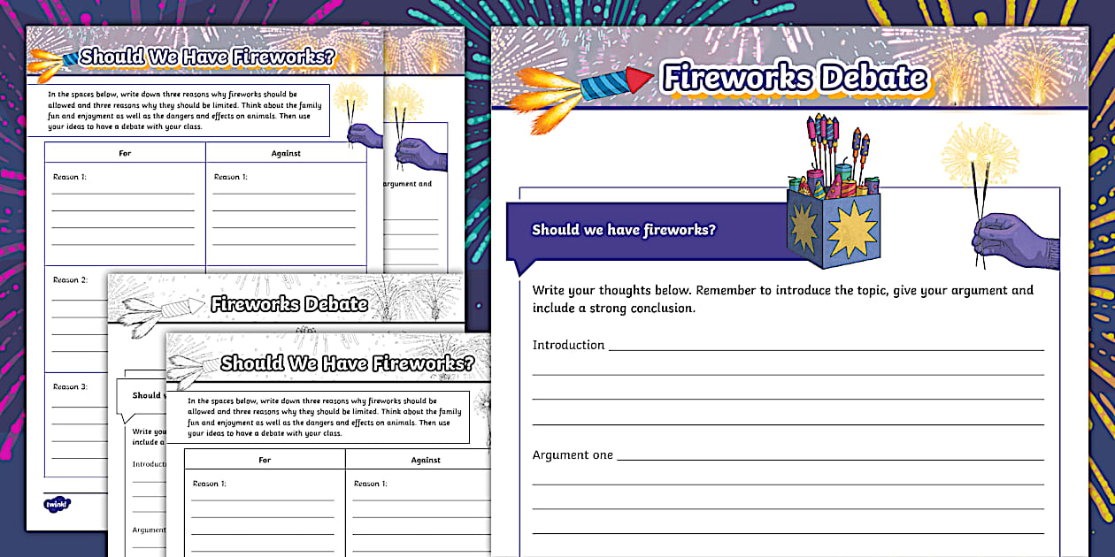 Fireworks Debate Writing Frame - Twinkl Debate - Twinkl
