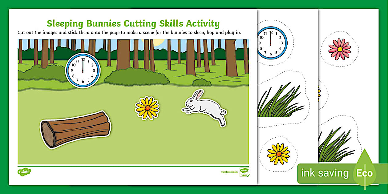 Sleeping Bunnies Cutting Skills Activity (teacher made)