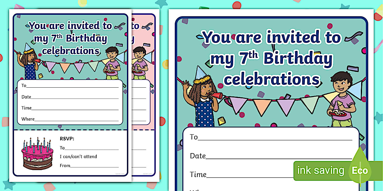7th Birthday Invitations | Twinkl Party | Print Invitations