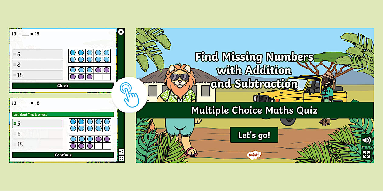 👉 Find Missing Numbers with Addition and Subtraction KS1 Quiz