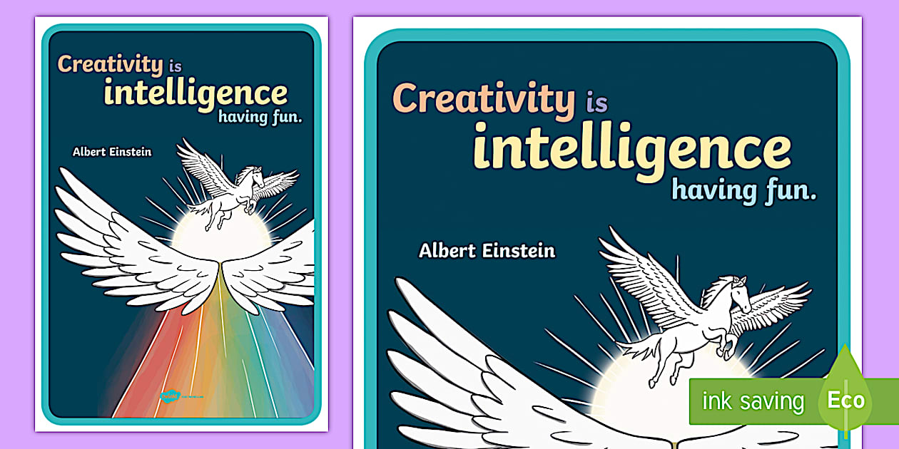 Cursive Creativity is Intelligence Having Fun Motivational Poster