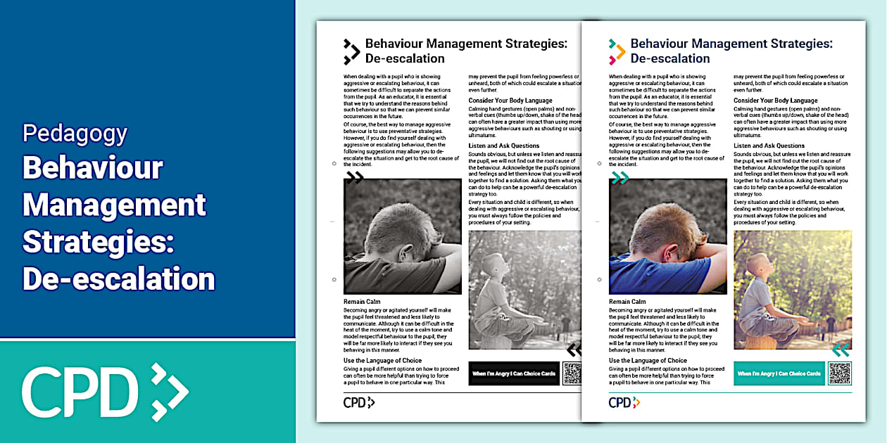 Behaviour Management Strategies: De-escalation CPD - Twinkl