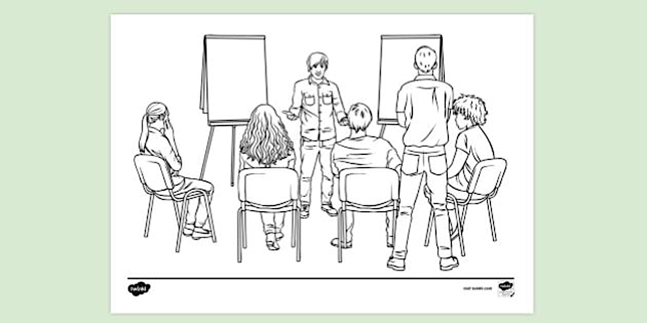Student Talking at Meeting Colouring | Colouring Sheet