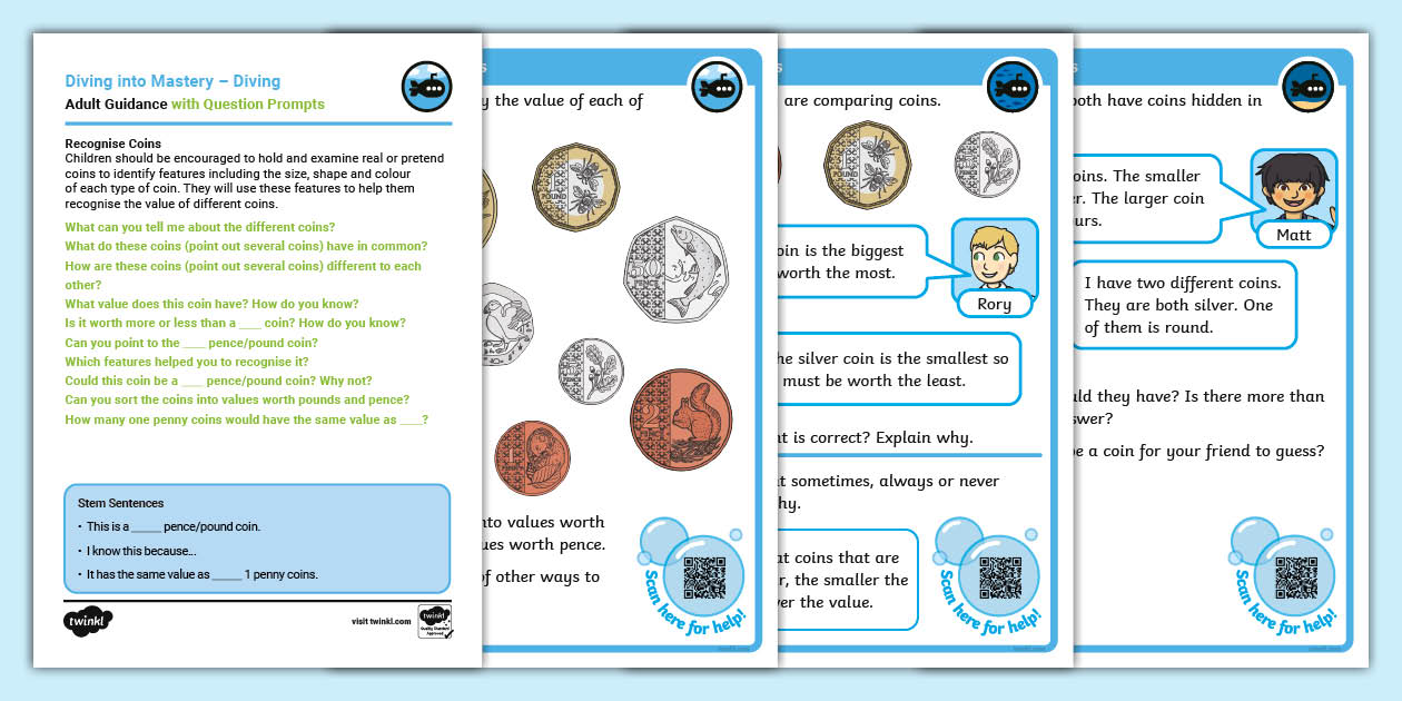 Year 1 DiM: Step 2 Recognise Coins Activity Cards - Twinkl