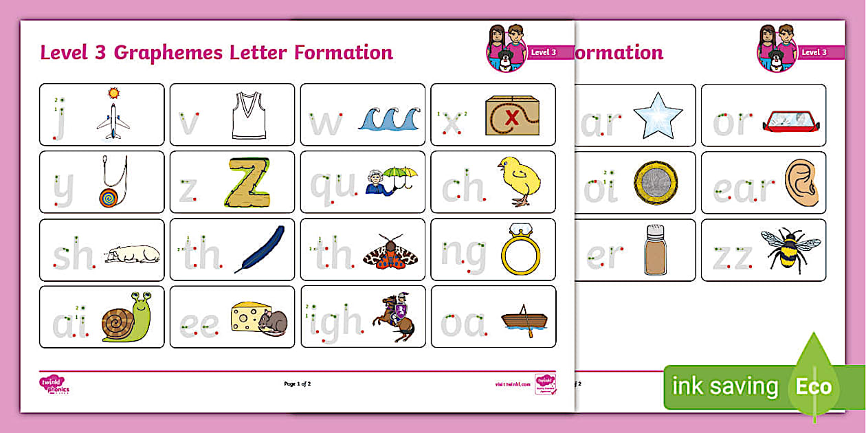 Level / Phase 3 Graphemes Letter Formation - EYFS Phonics