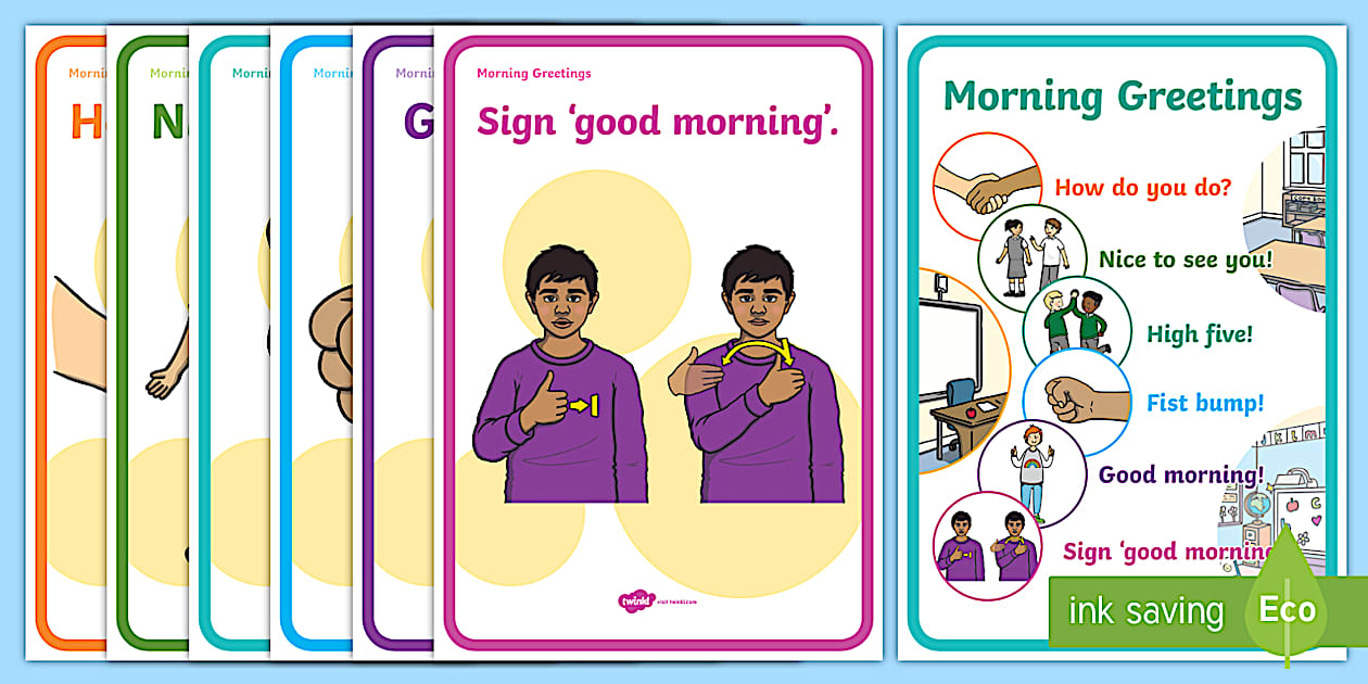 Morning Greetings A4 Display Poster (teacher made) - Twinkl
