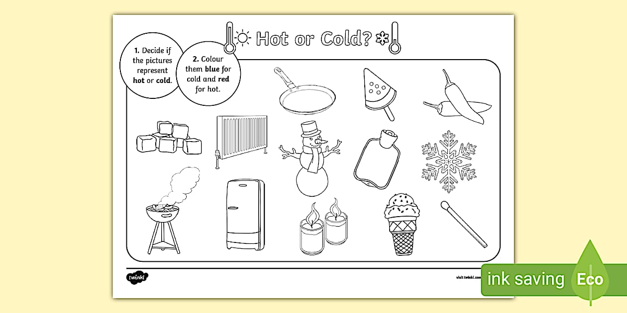 Hot and Cold Colouring Activity (teacher made) - Twinkl