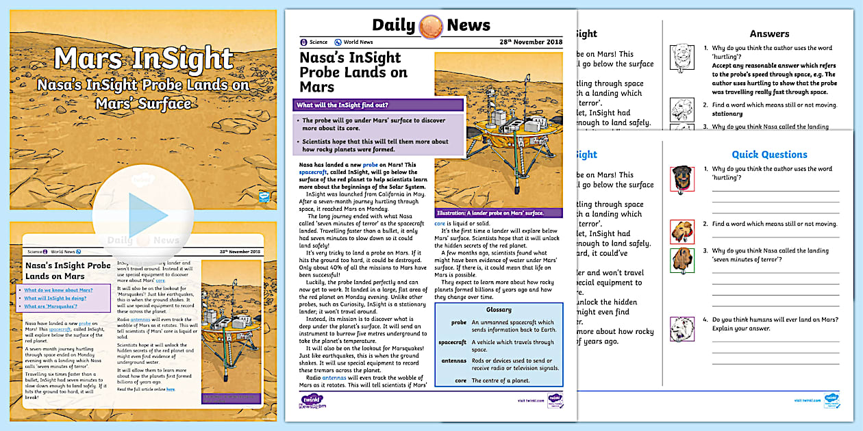 UKS2 Mars Landing Daily News Resource Pack - Twinkl
