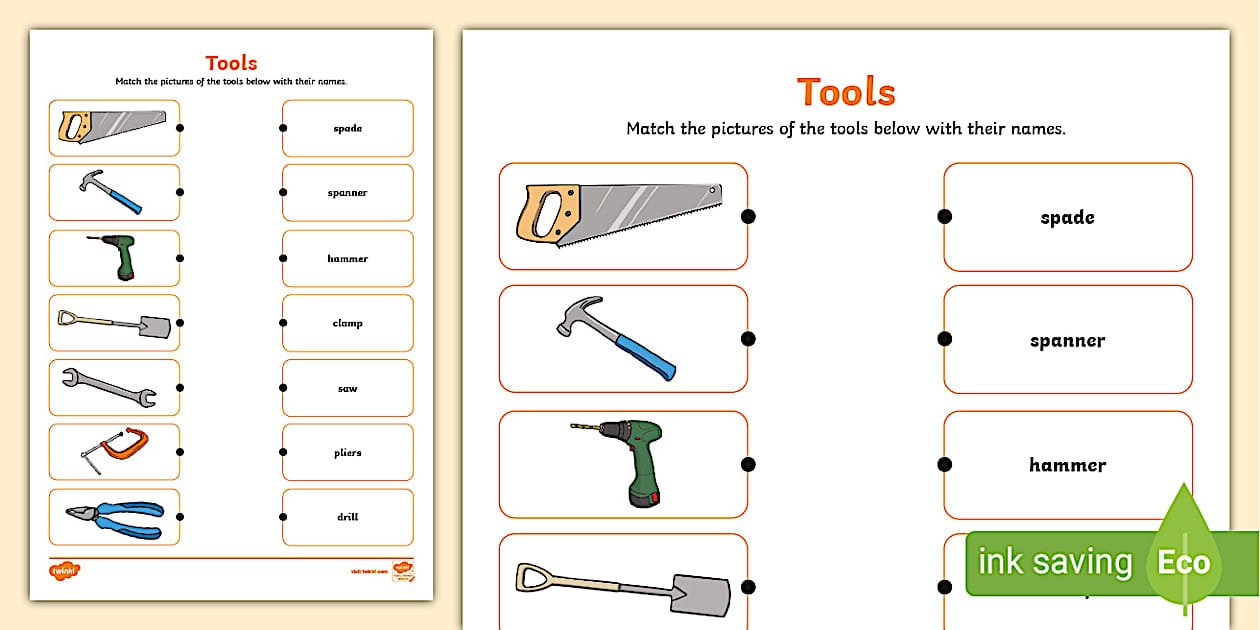Tools Matching Activity, tools, builder, construction
