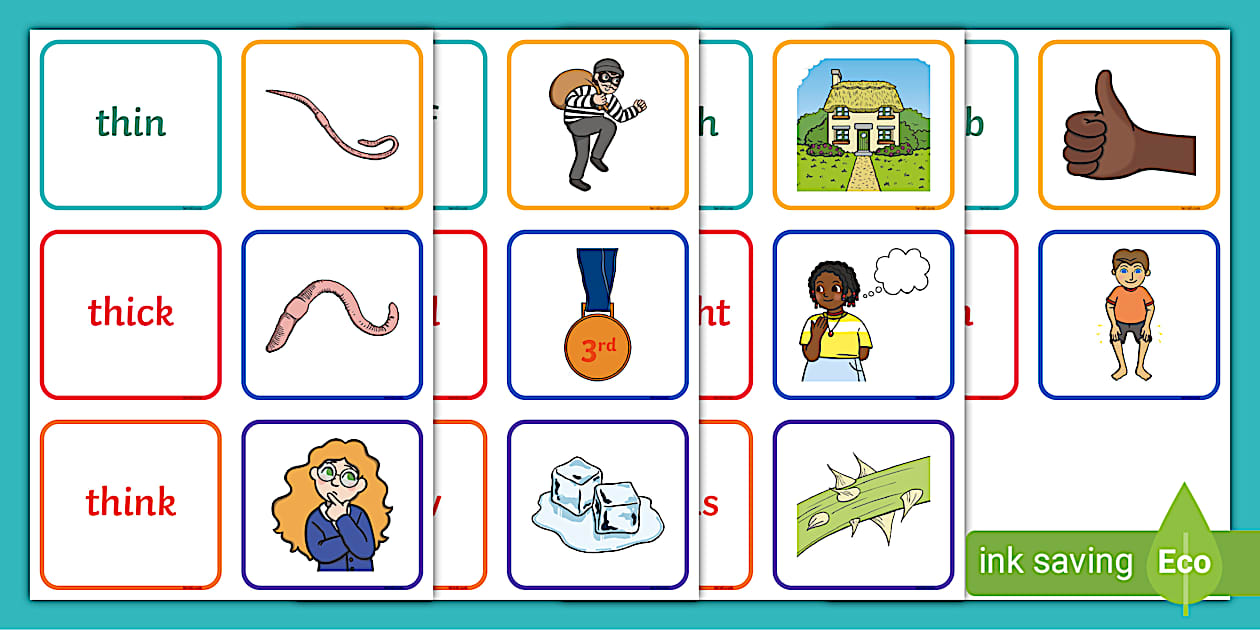 Initial Voiceless th Sound Matching Cards (teacher made)