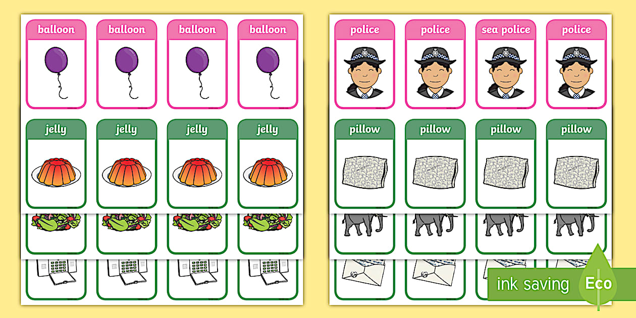 /l/ Medial Sound Snap Card Game