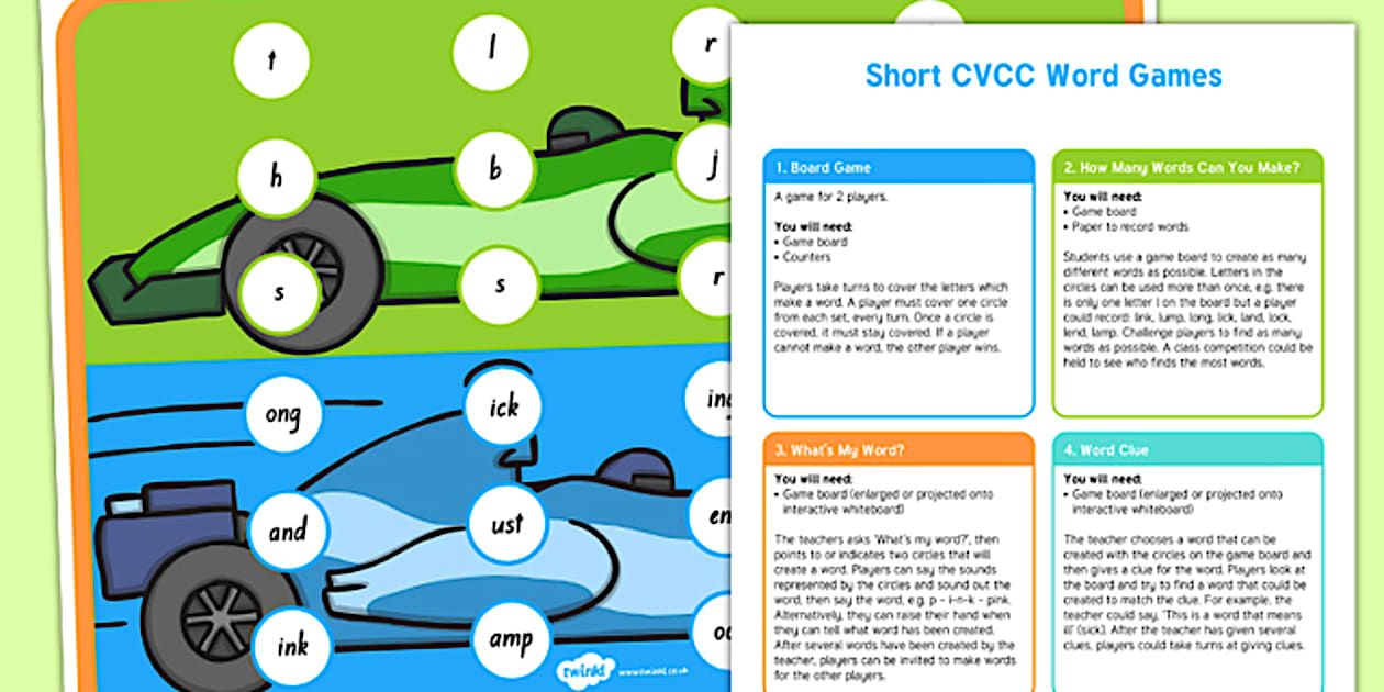 Short CVCC Words Board Game (teacher made) - Twinkl