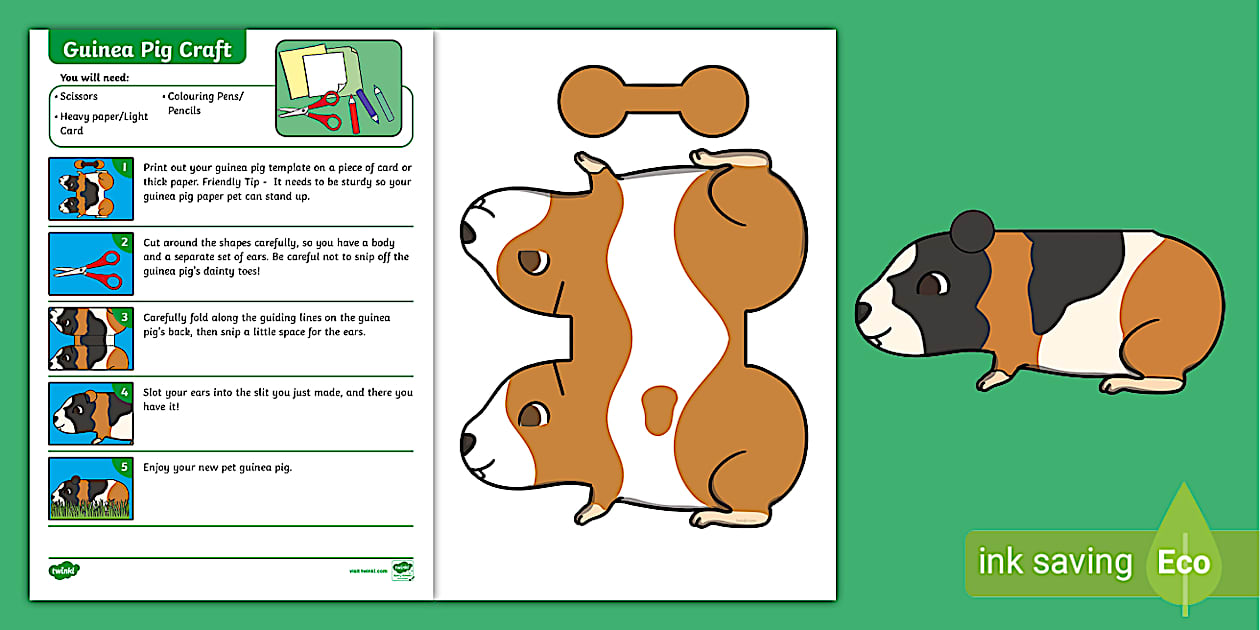 Paper Guinea Pig Craft Template Activity – Twinkl Resources