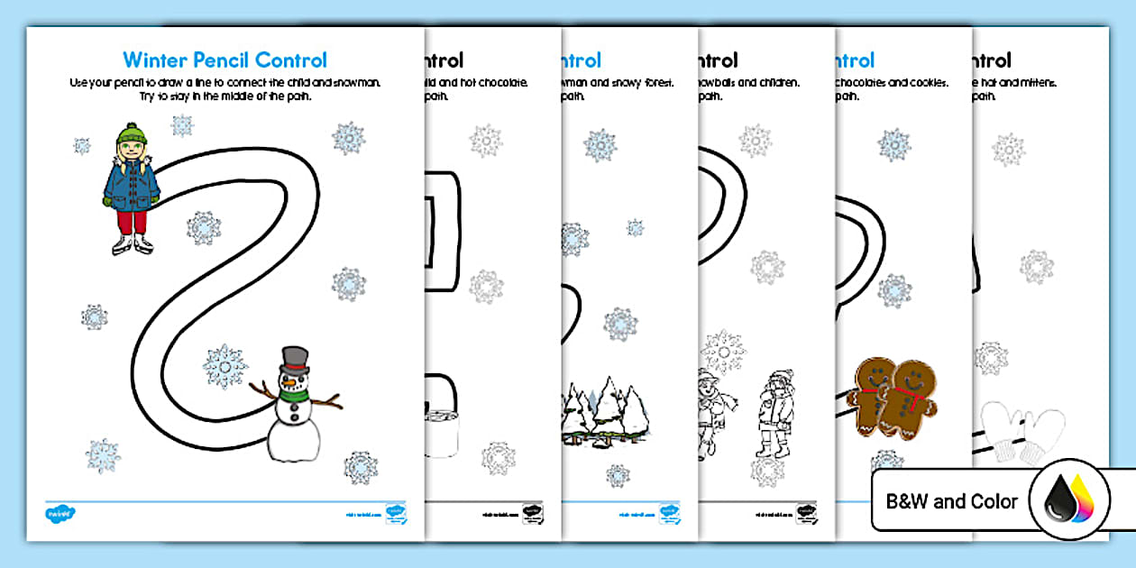 Winter Pencil Control Sheets (teacher made) - Twinkl