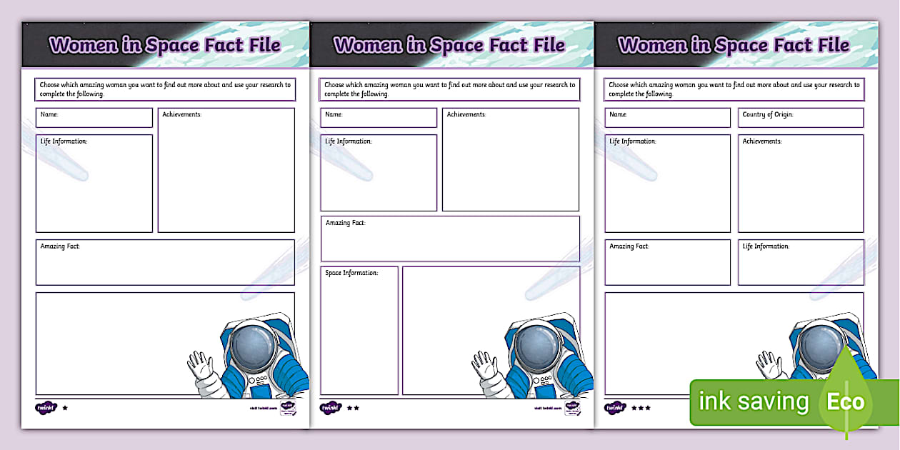 Women in Space Fact File Research Activity Sheet - Twinkl